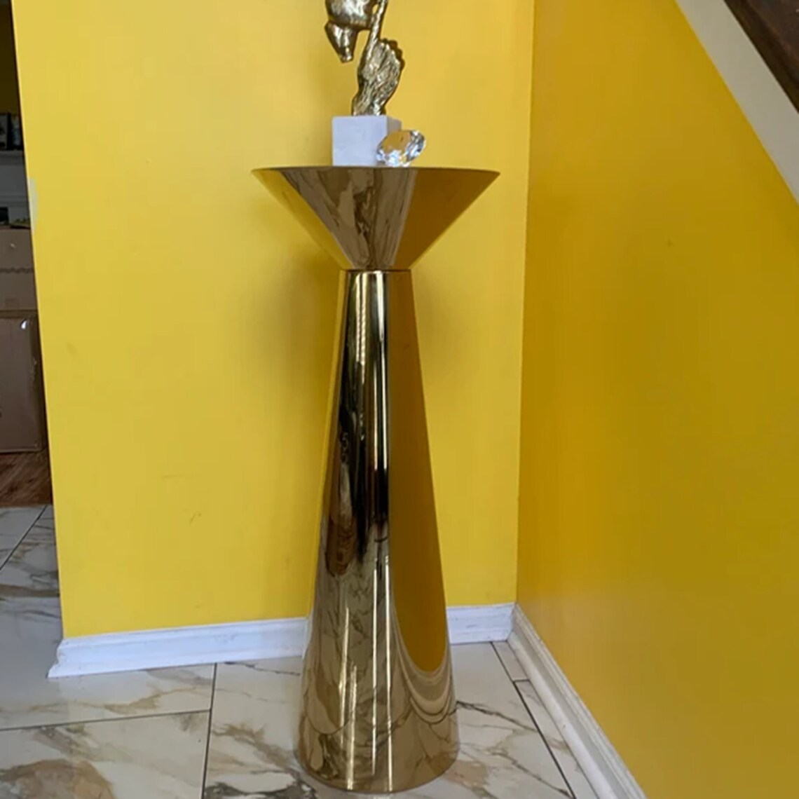 Gold Cocktail Table Bar Table Stand Pedestal Table Events - Etsy