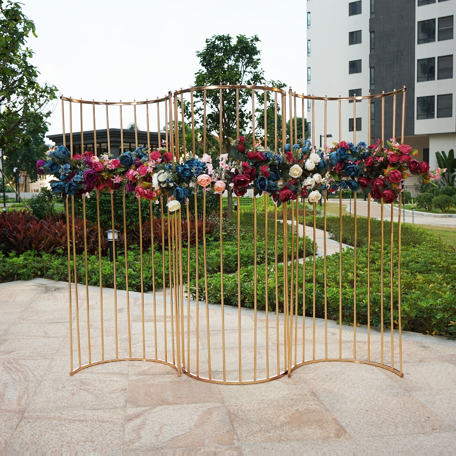 CUSTOM Wavy Background Gold Backdrop Flower Stand Photo Frame Wedding ...