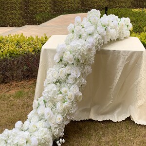 Rose 3D Flower Table Runner Events Table Centerpiece Hydrangea White ...