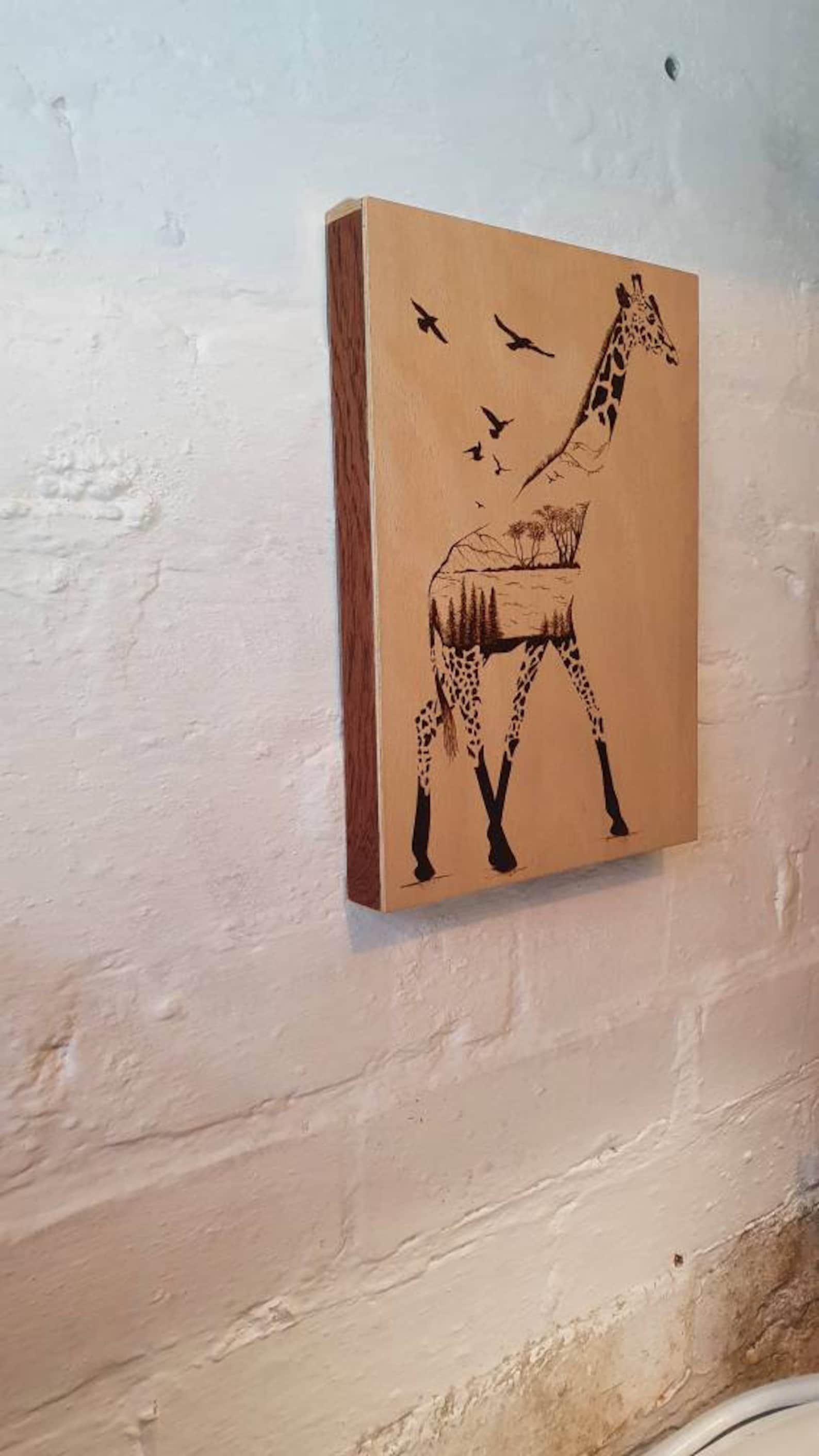 Giraffe Wood Burning Pyrography Wall Hanging Art Double - Etsy UK