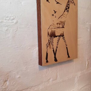 Giraffe Wood Burning Pyrography Wall Hanging Art Double - Etsy UK