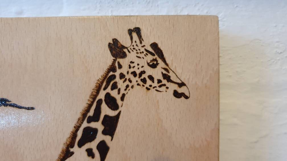 Giraffe Wood Burning Pyrography Wall Hanging Art Double - Etsy UK