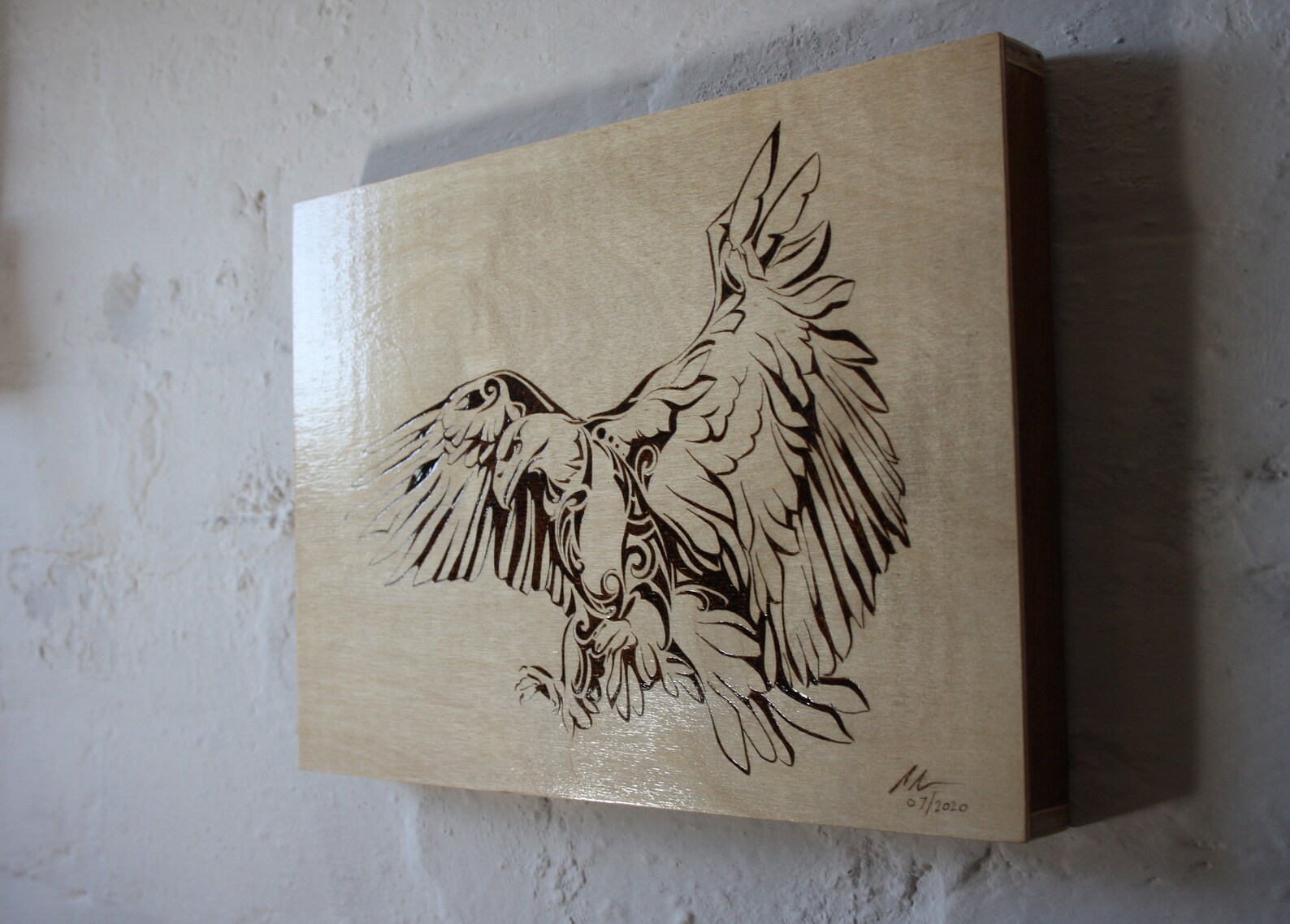 Flying Eagle Wall Hanging Pyrography Art Home Decor Wall | Etsy UK