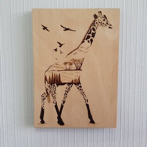 Giraffe Wood Burning Pyrography Wall Hanging Art Double - Etsy UK