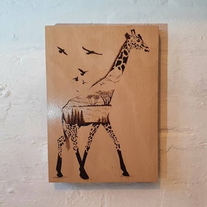 Giraffe Wood Burning Pyrography Wall Hanging Art Double - Etsy UK
