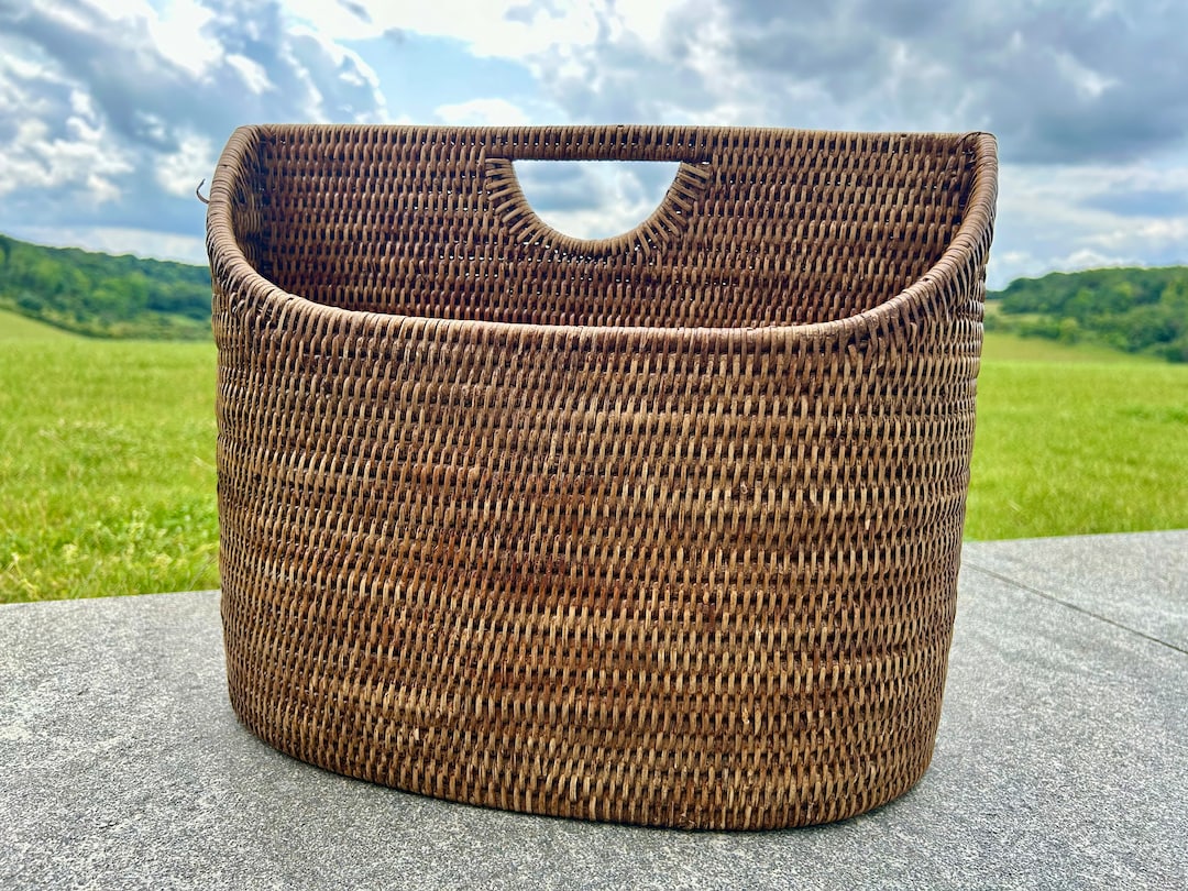 Beautiful and Rare Rattan Magazine Basket - Etsy