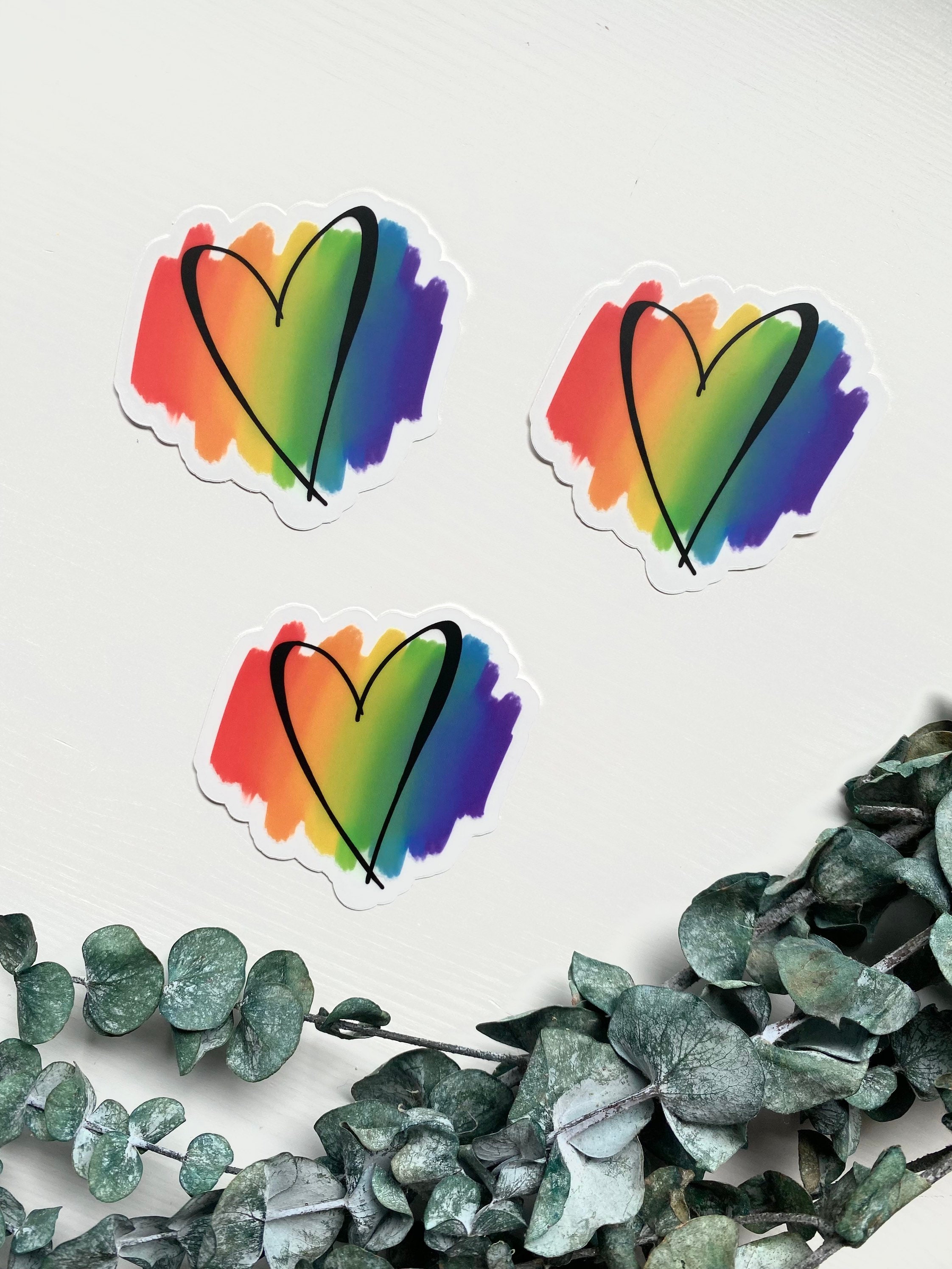 Rainbow Heart Sticker Pride Sticker Waterproof Vinyl | Etsy