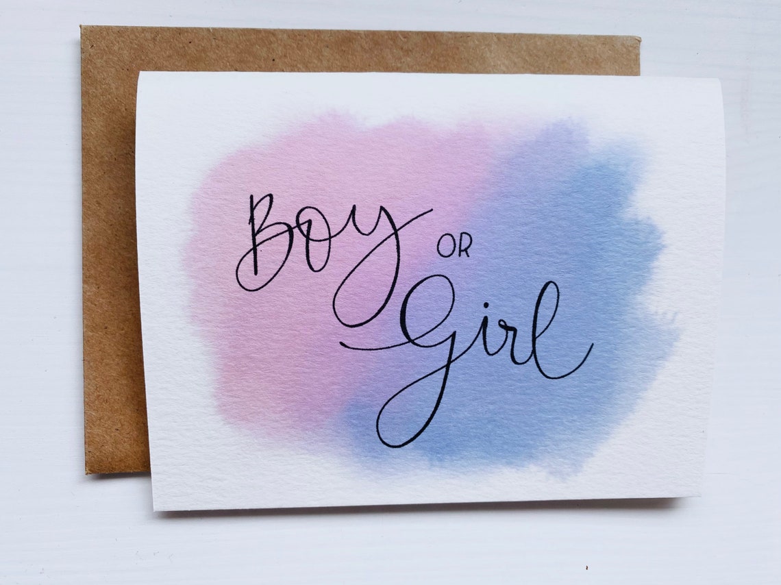 Gender Reveal Card Gender Reveal Greeting Card For Gender Etsy