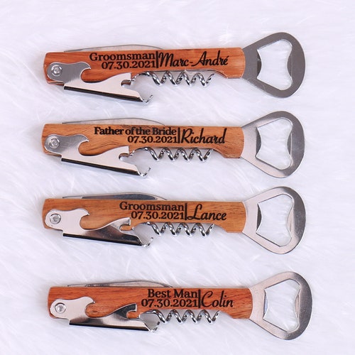 Engraved Corkscrew Opener Personalized Wood Bottle Opener | Etsy