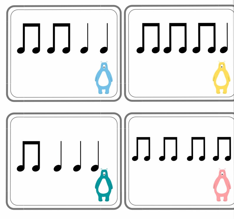 Kodaly inspired rhythm game cards level 2 rhythm cards music teaching ...