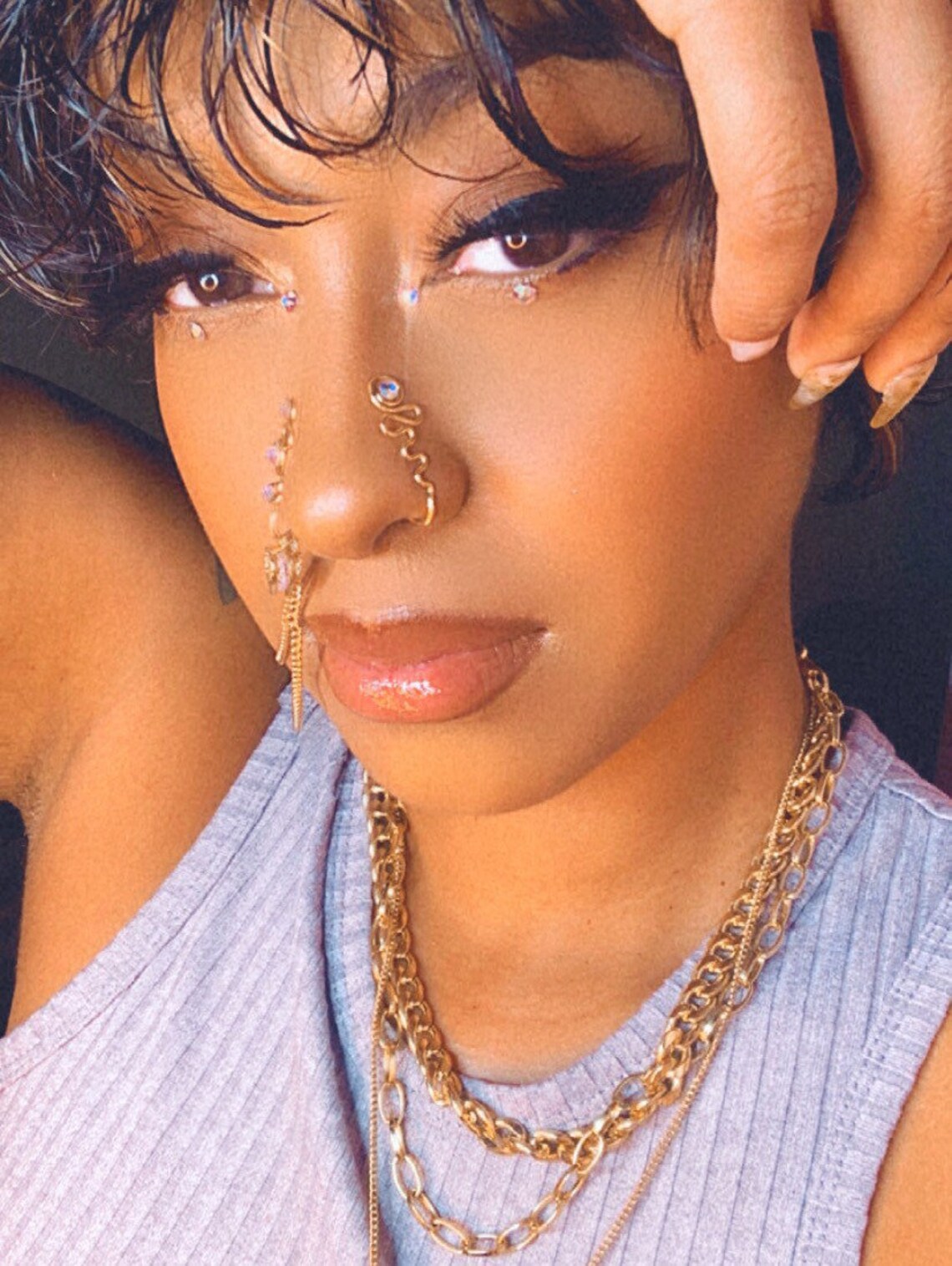 Crystal Nose Cuff Set Dangle Nose Cuff No Piercing Necessary - Etsy