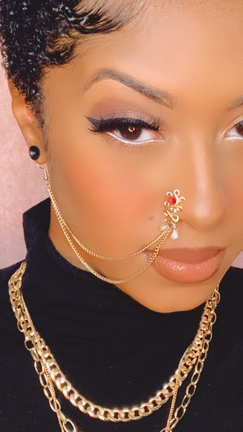 Double Nose Chain & Cuff Set Nose Chain Nose Cuff No - Etsy