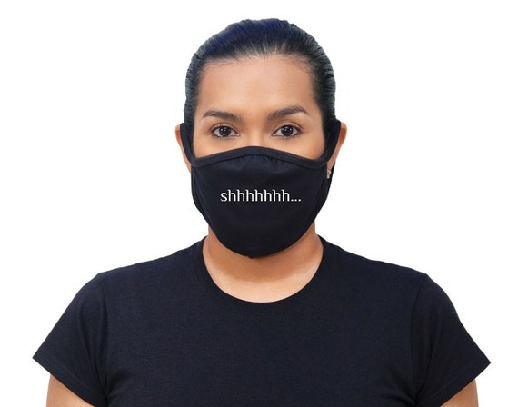 Hush 4pack face mask Shhh... funny face masks 2 ply | Etsy