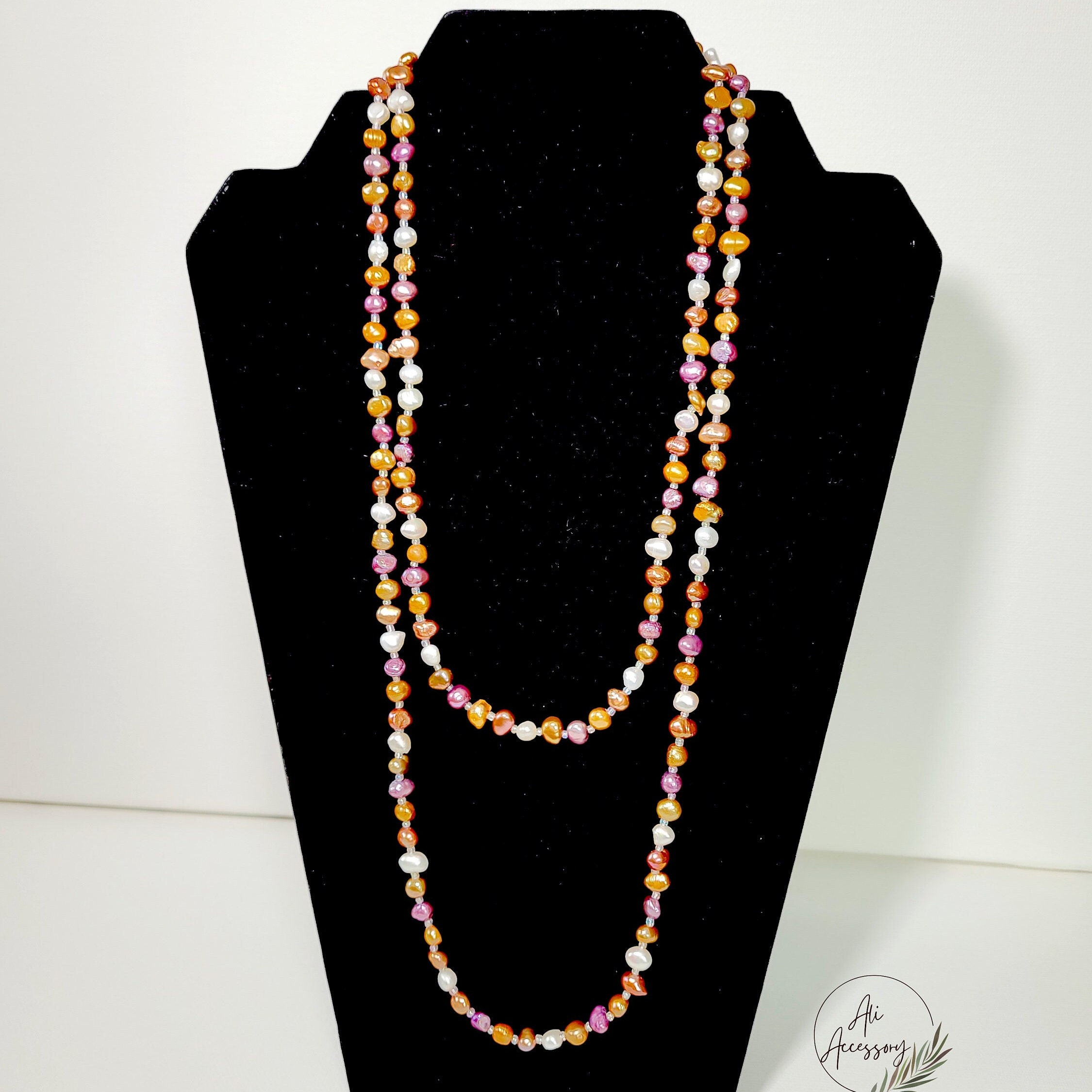 46 Multi Color Freshwater Pearl Necklace Real Pearl Necklace