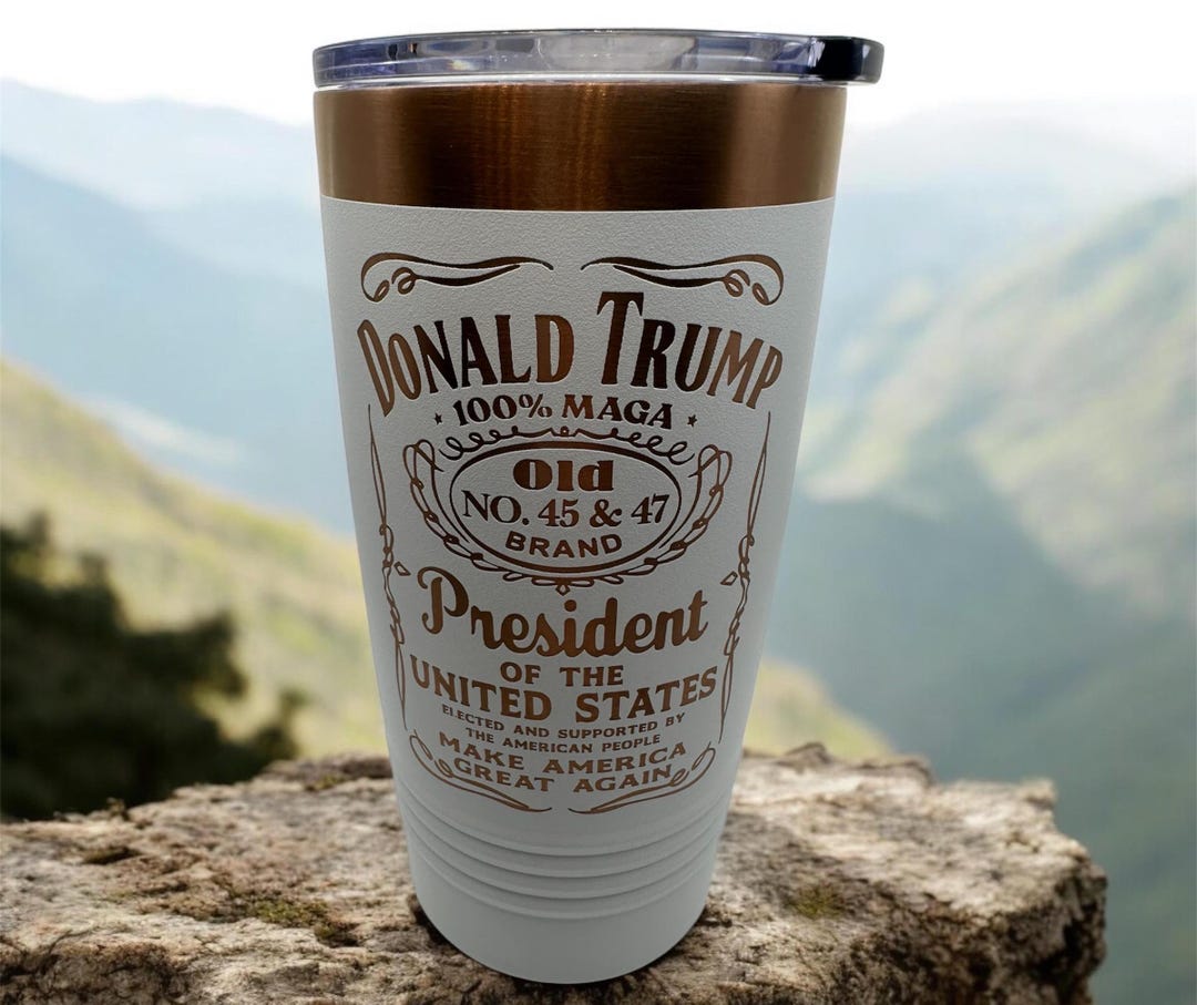 Trump 45 & 47 MAGA Tumbler: Laser Engraved Stainless Steel Coffee Cup ...