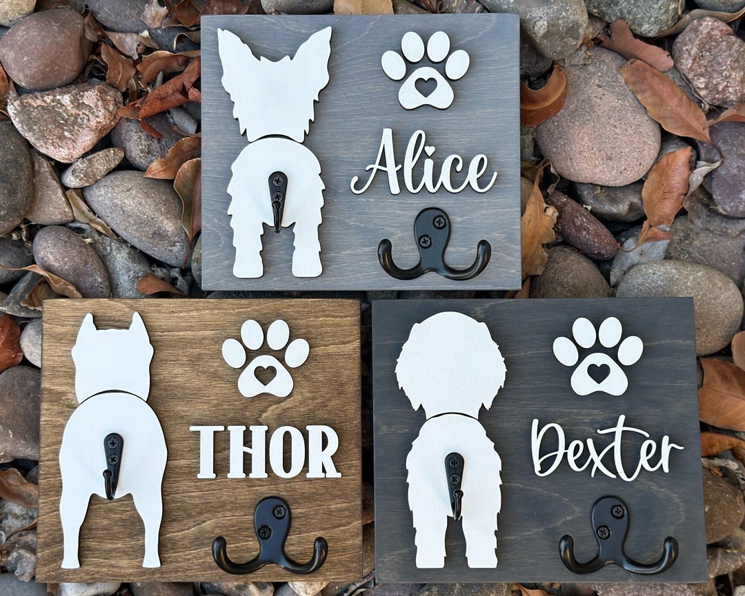7x8 Custom Dog Leash Holder, Personalized Dog Leash Holder, 3D Dog Butt ...