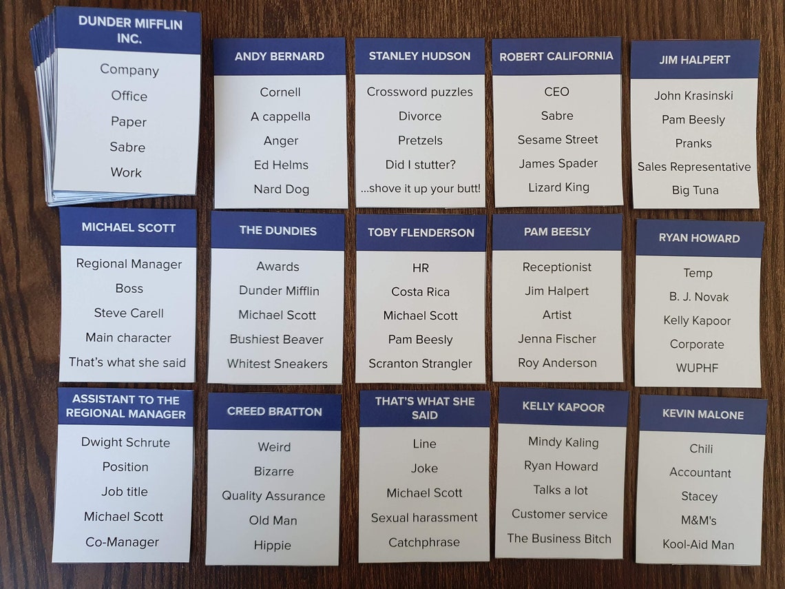 The Office Taboo TV Show Printable Version of Taboo Game - Etsy