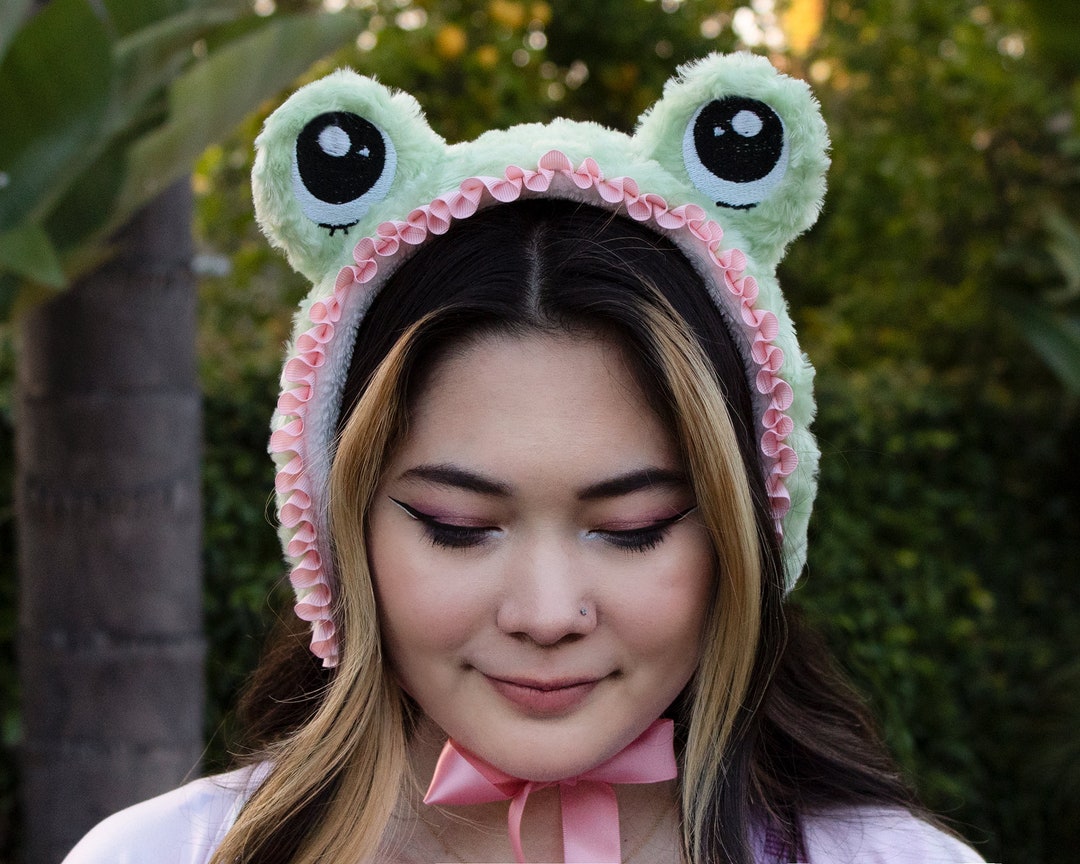 Kawaii Green Frog Bonnet Green and Pink Lolita EGL Accessories ...