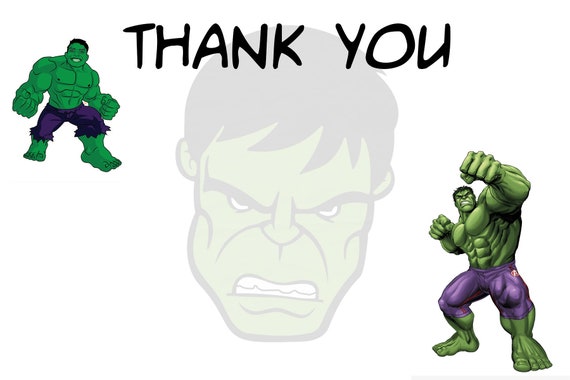 Hulk Printable Thank You Incredible Hulk Thank You Card Perfect