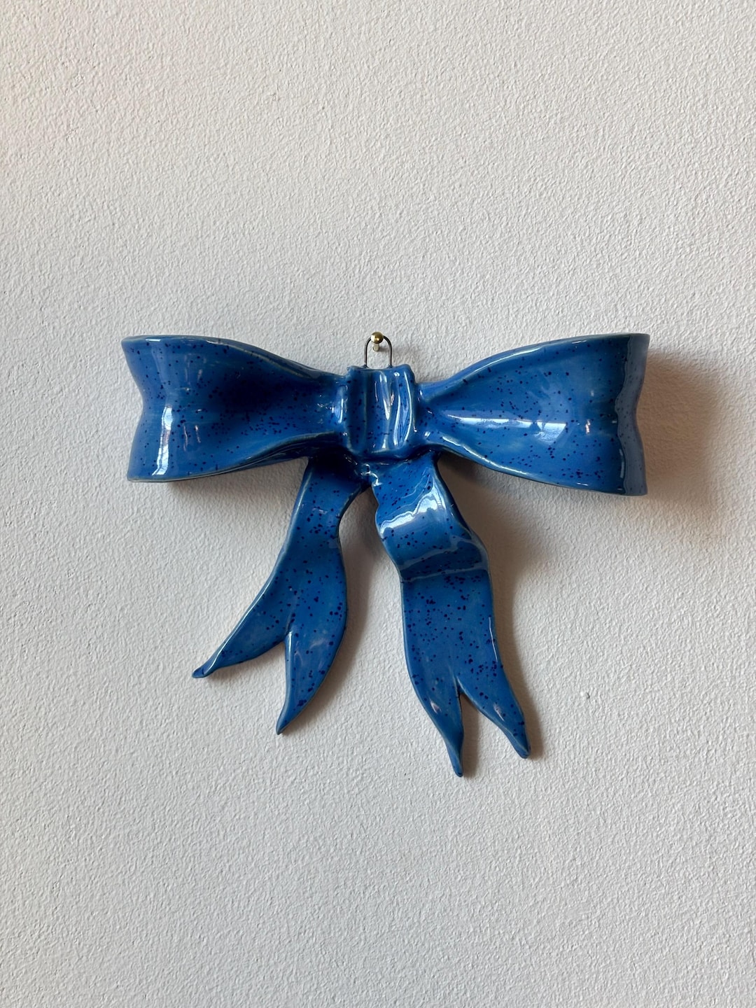 Blue Speckled Single Loop Bow | Ceramic Wall Ornament | Ceramic Bow - Etsy