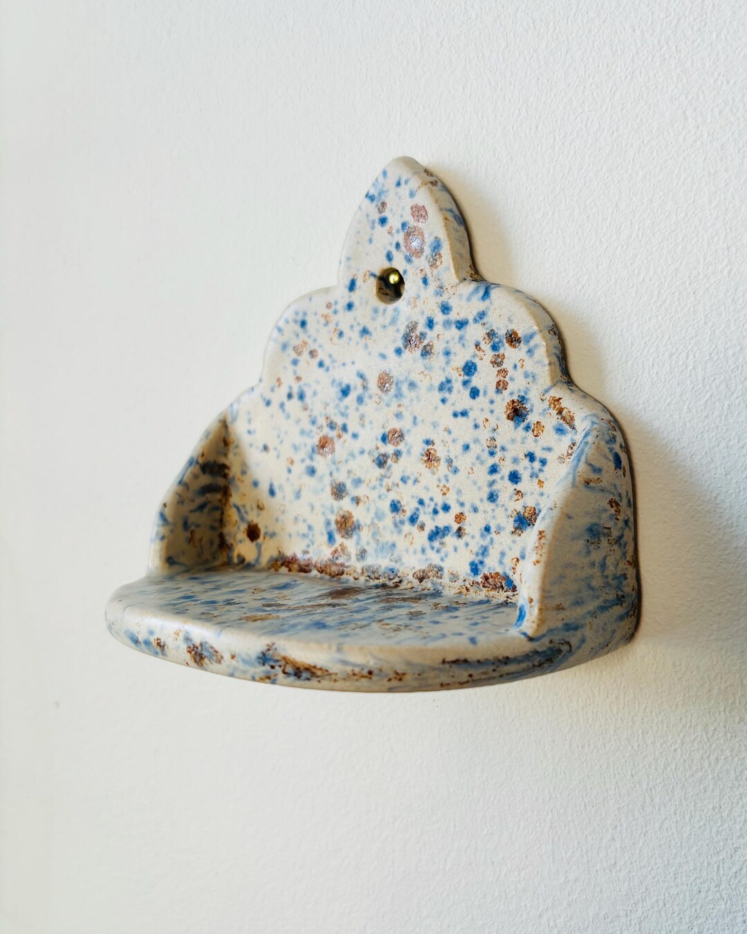Open Beige Blue Brown Wall Altar Piece | Ceramic Wall Ornament ...