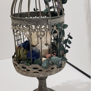 Birdcage Centerpiece With Wooden Flowers and LED Candle - Etsy
