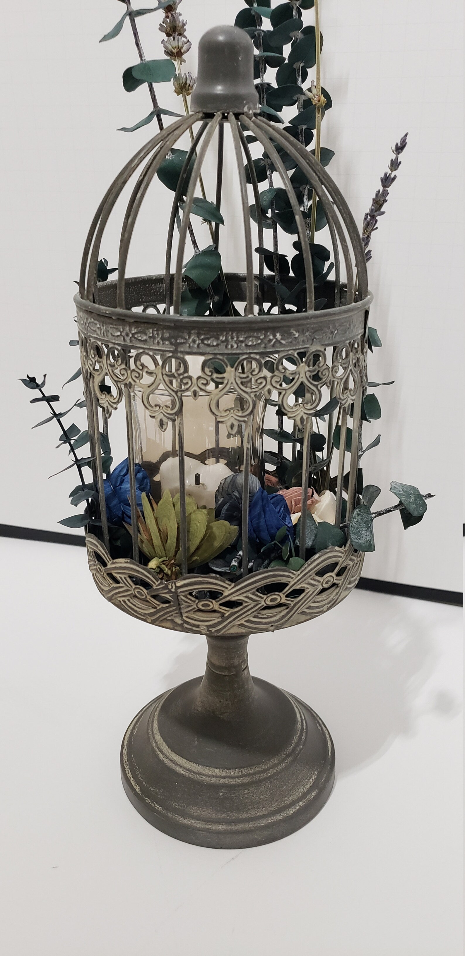 Birdcage Centerpiece With Wooden Flowers and LED Candle - Etsy