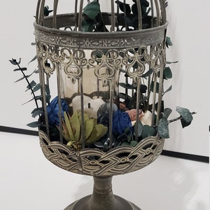 Birdcage Centerpiece With Wooden Flowers and LED Candle - Etsy