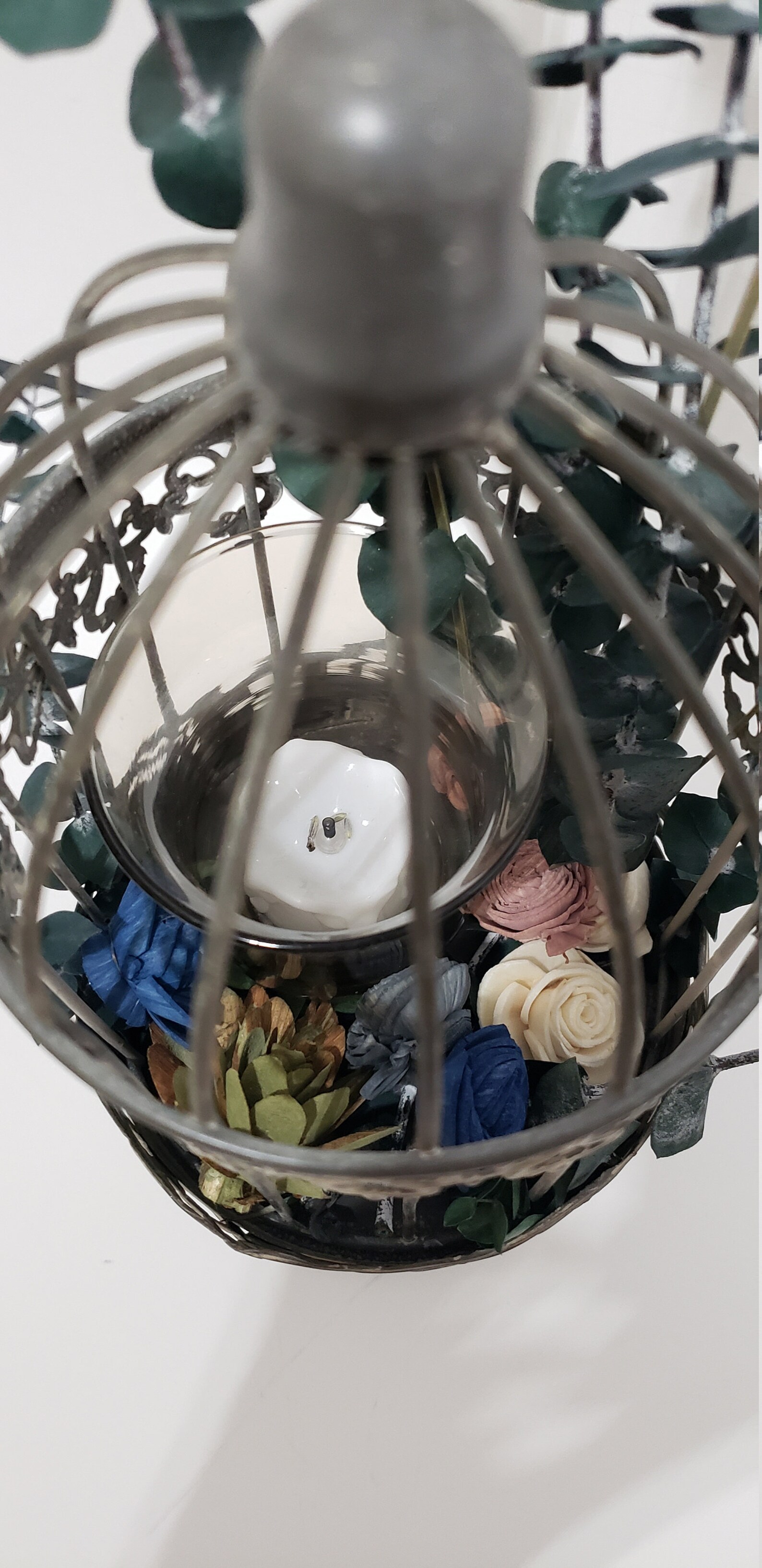 Birdcage Centerpiece With Wooden Flowers and LED Candle - Etsy