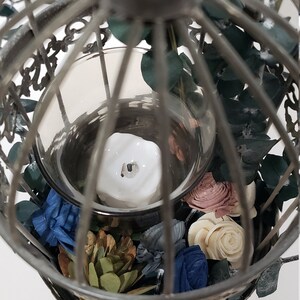 Birdcage Centerpiece With Wooden Flowers and LED Candle - Etsy