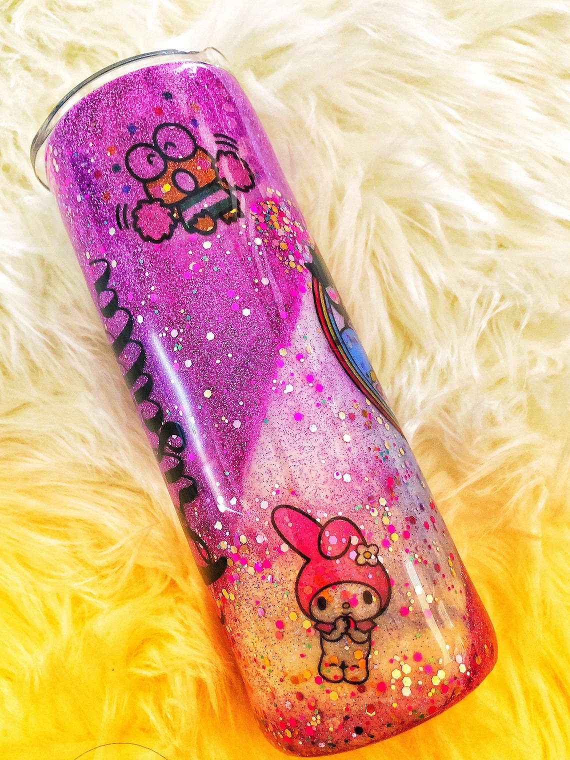 Hello Kitty tumbler 20oz Purple glitter purple tumblers | Etsy