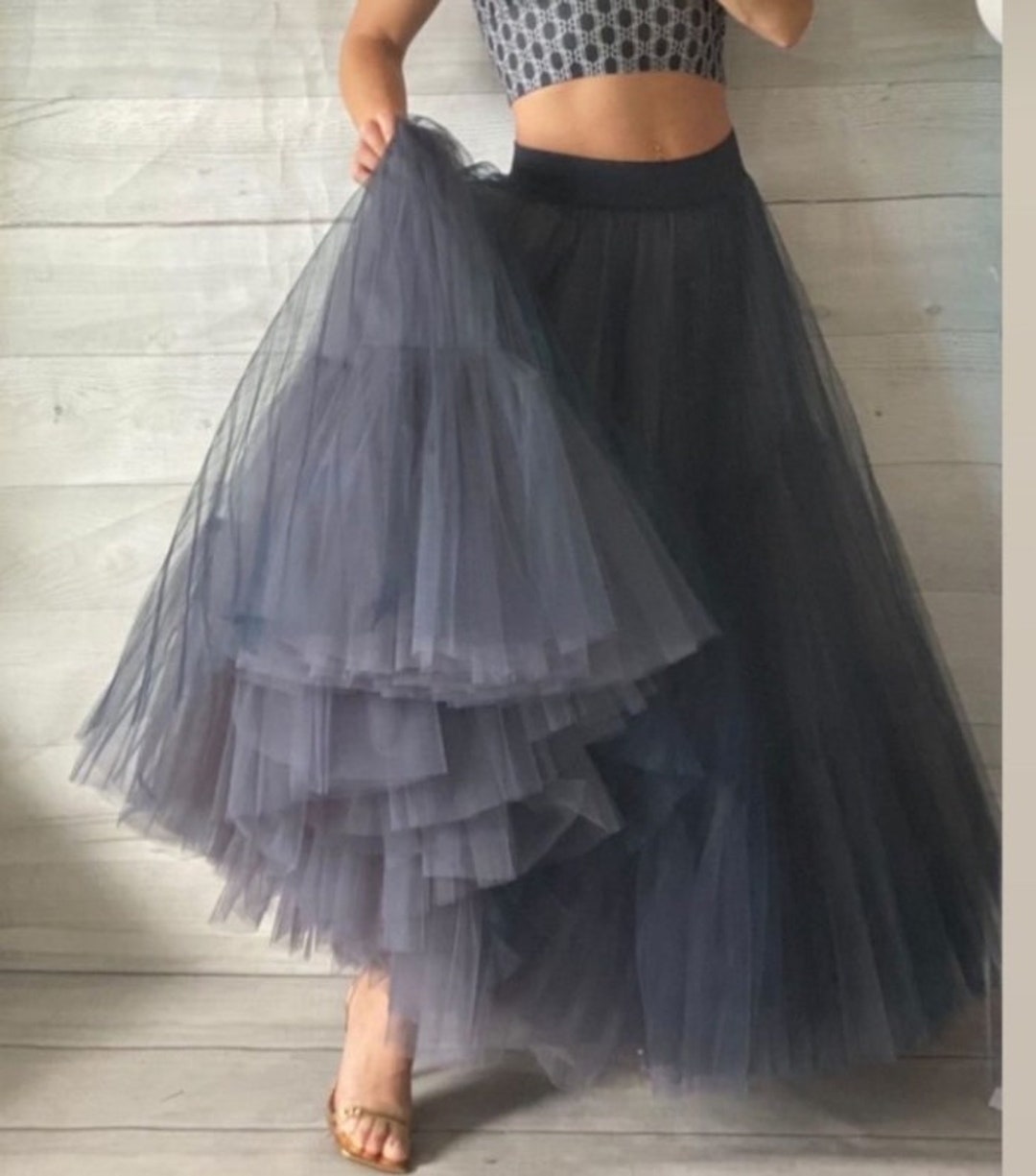 Puffy Tulle Skirt Ruffled Skirt Puffy Blue Skirt Elegant Skirt for ...
