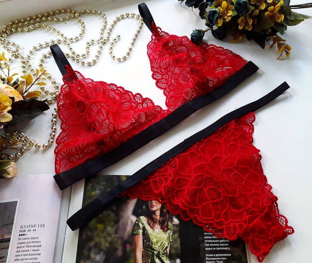 Red Silk Lingerie Set Black Lace Lingerie Sexy Lingerie - Etsy