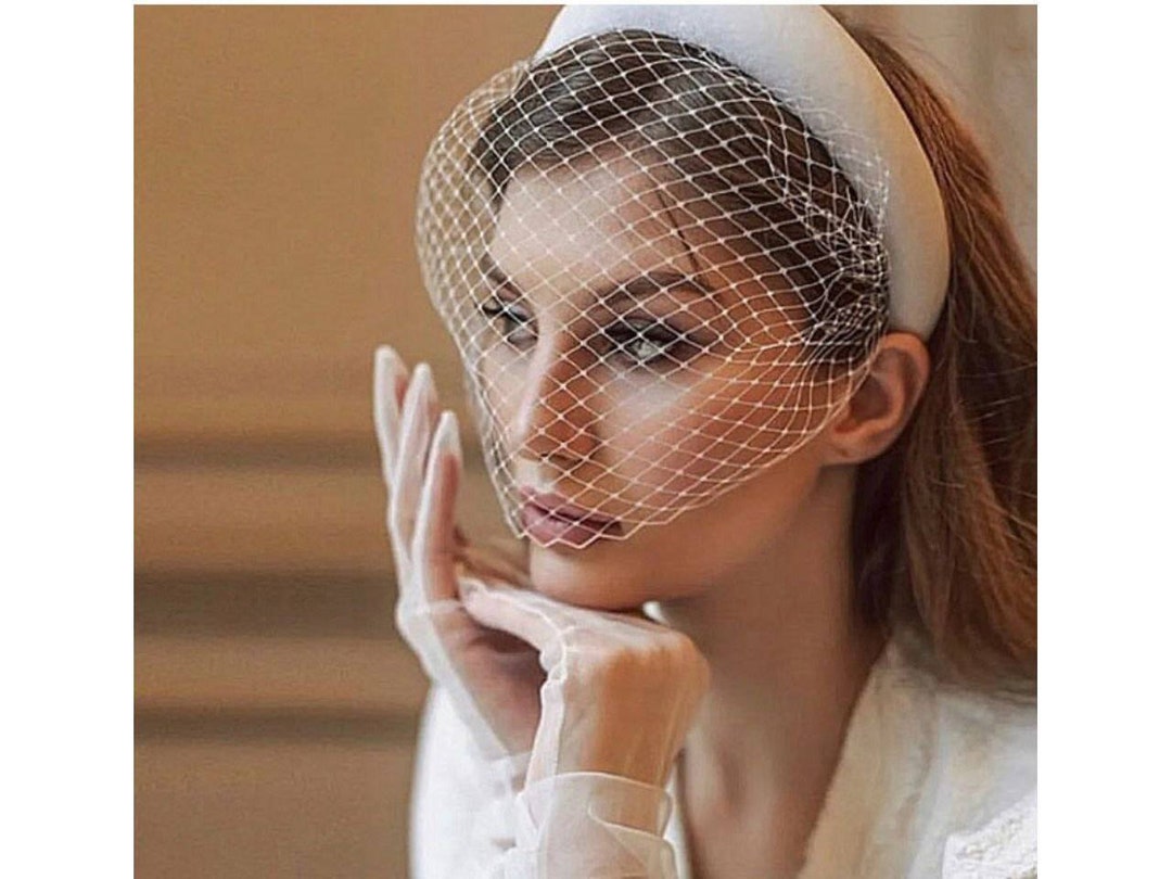 Bridal Birdcage Veil, Bridal Bandeau Veil, Ivory Veil, White Veil ...