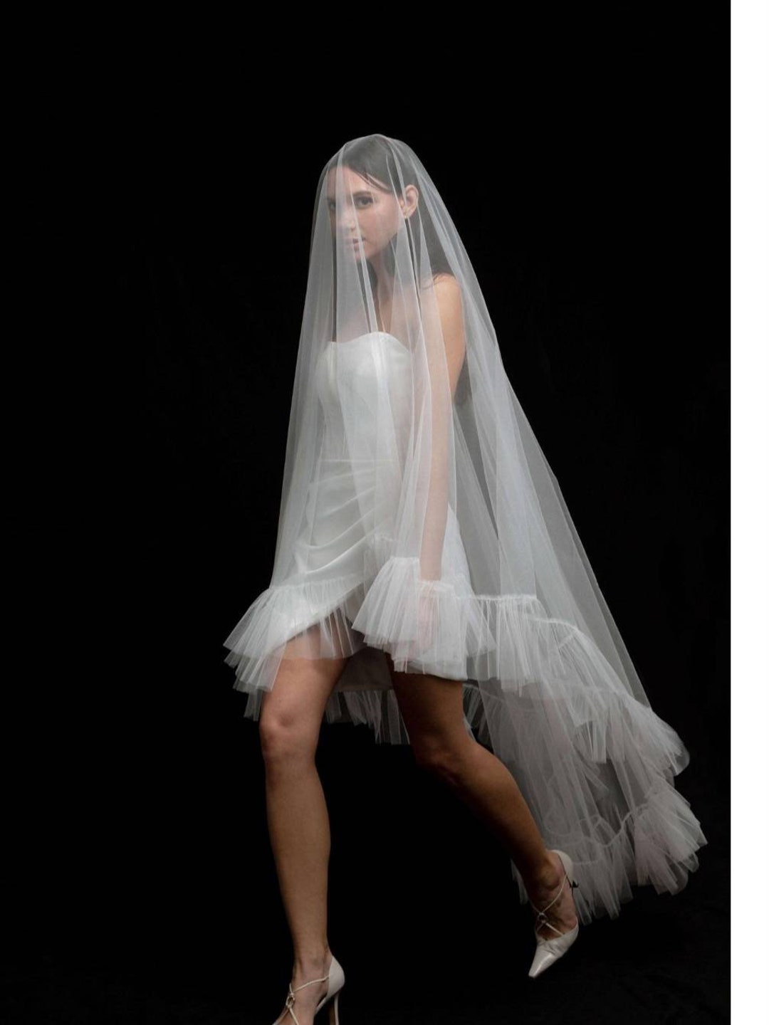 Ruffle Veil Ruffled Edge Veil Veil With Ruffles Frill Tulle Veil Ruffle ...