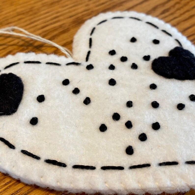 Raised Braille 'I Love You' Heart in Black and White Handmade Felt ...