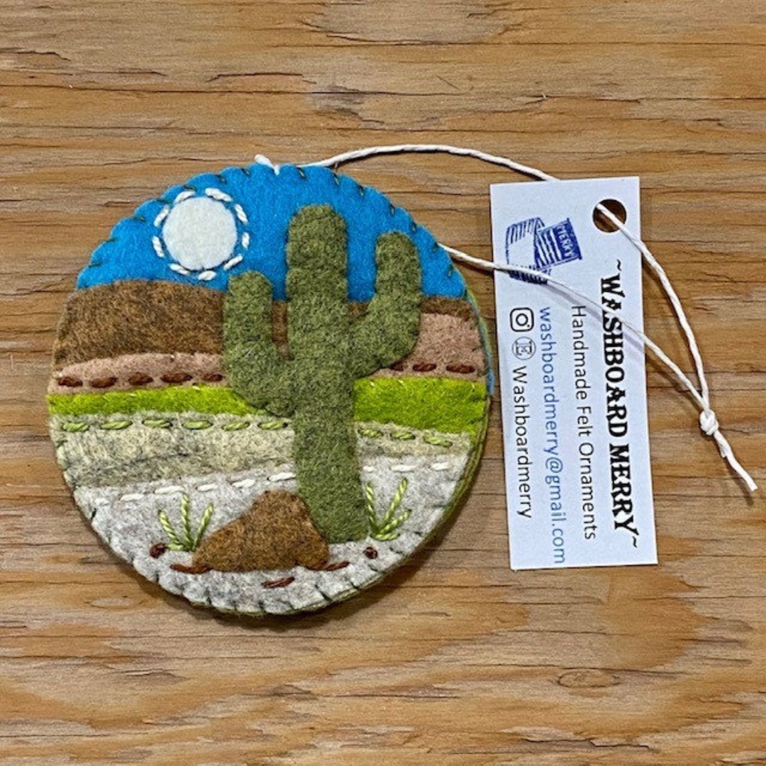 Desert Scene With Saguaro Cactus Felt Christmas Ornament - Etsy