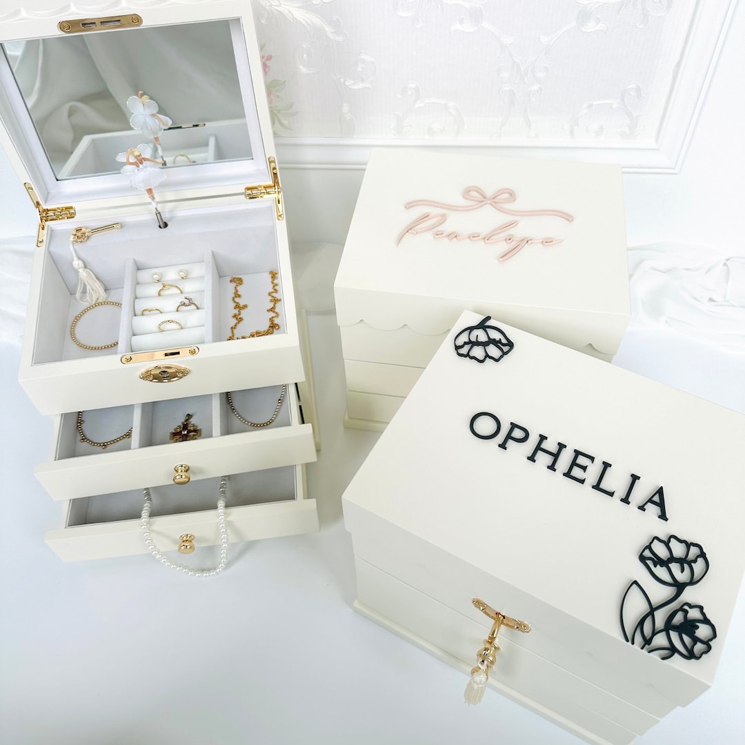 Custom Jewelry Box Personalized Jewelry Organizer Gift for Her Flower ...