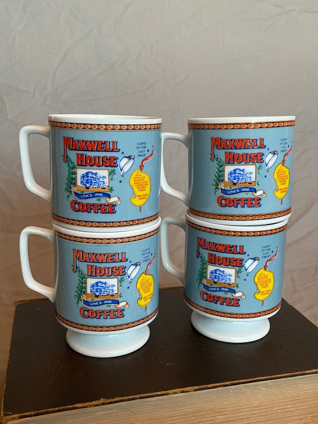 Vintage Maxwell House Footed Coffee Mug Set of 4 - Etsy