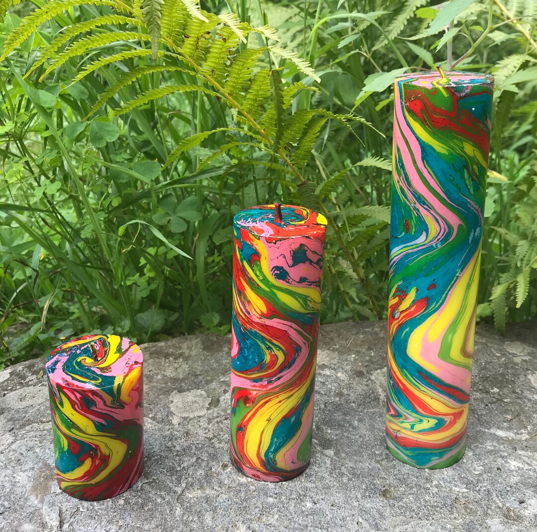 Pillar Candle, Tropical Color Scheme, Marbled Candle, Ritual Candle ...