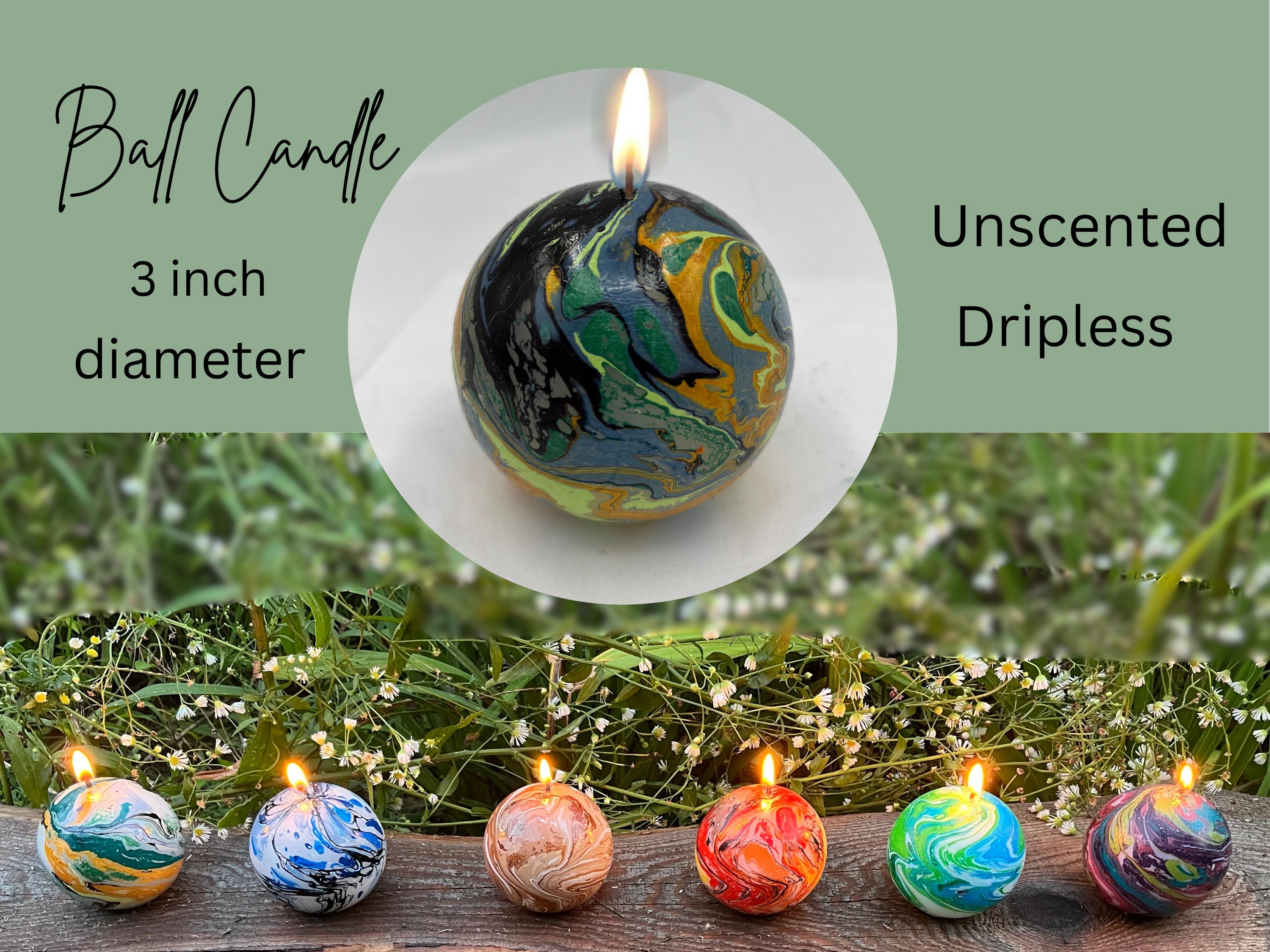 Marbled Ball Candle Blue Ambiance Dip-dyed Sphere Hand Painted Designer ...