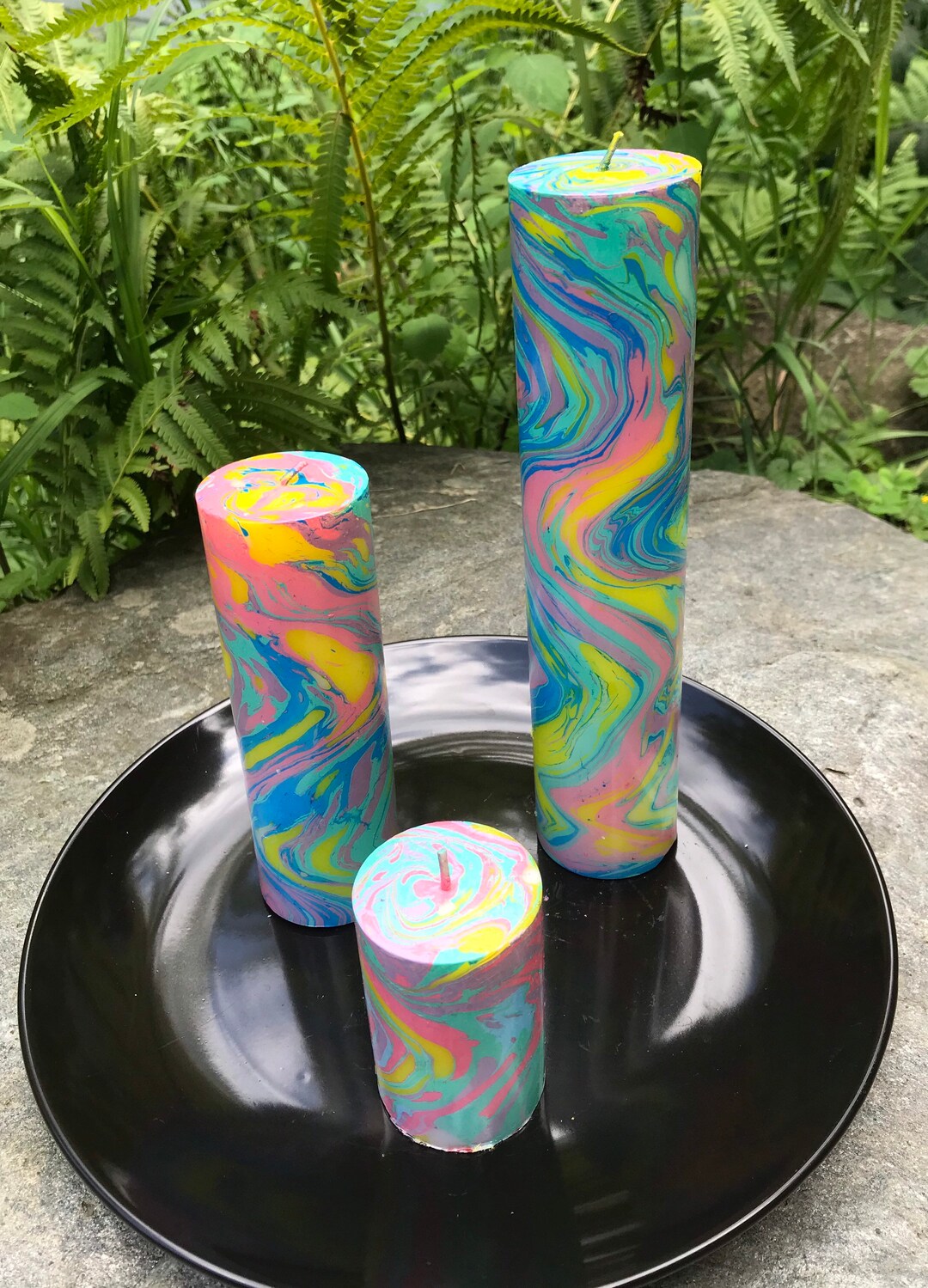 Pillar Candle, Spring Color Scheme, Marbled Candle, Ritual Candle ...