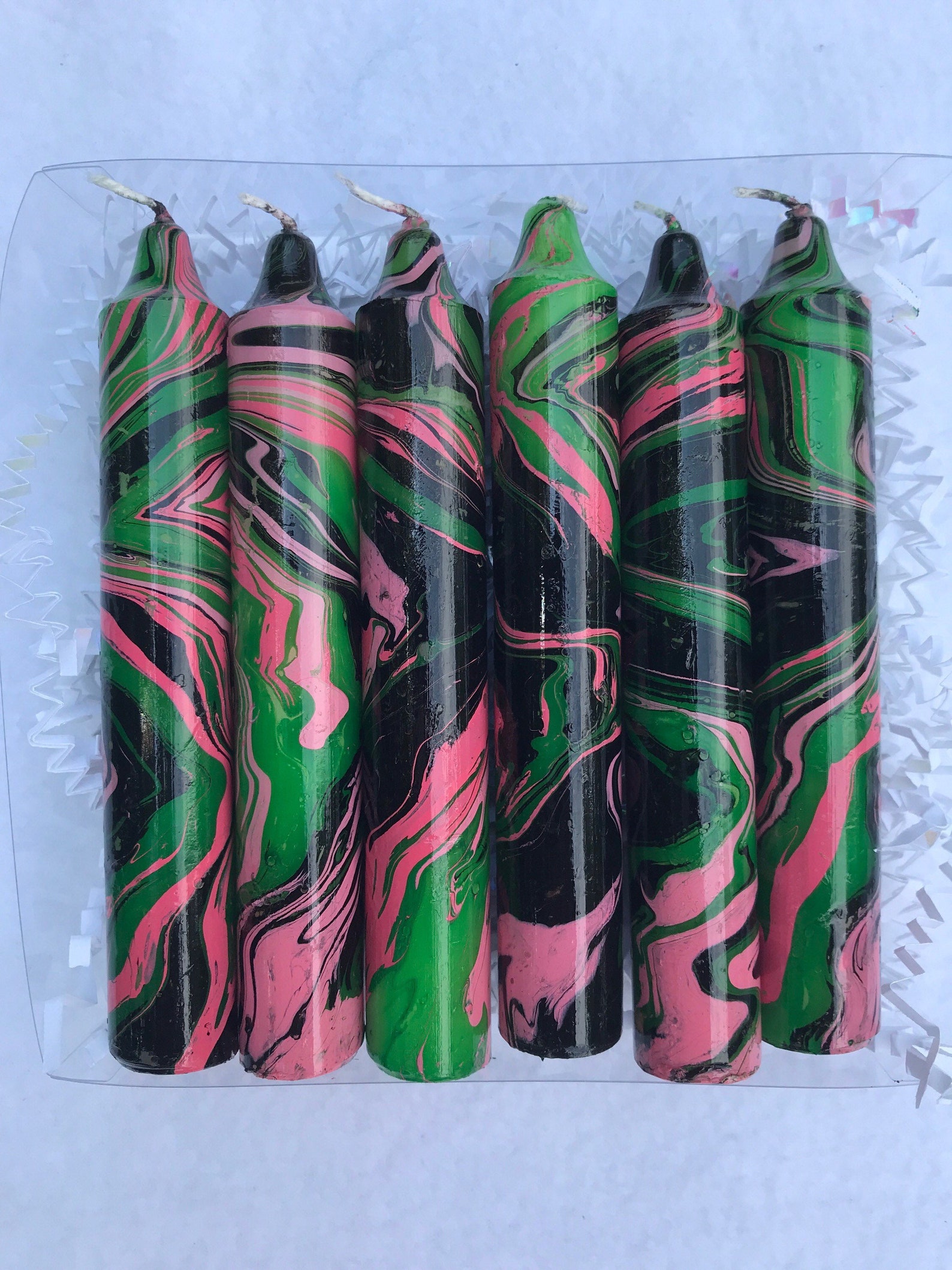 Marbled Candles Watermelon Color Scheme 5 Straight Candle - Etsy