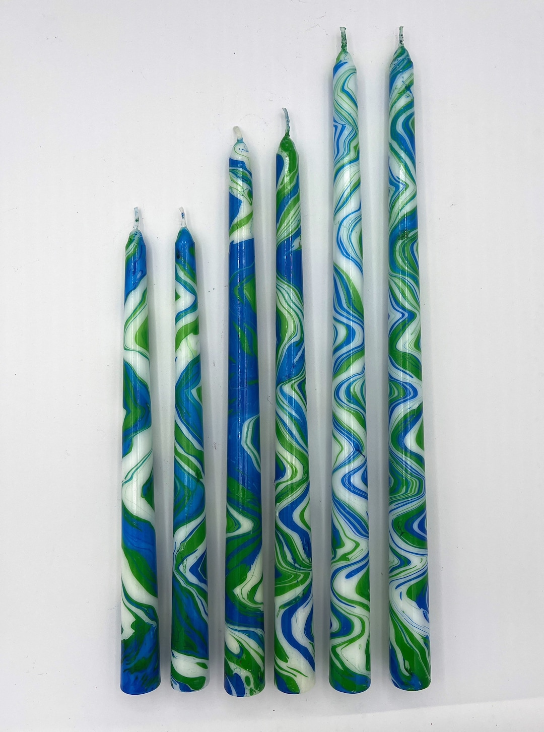 Marbled Candles, River Color Scheme, 10, 12, 14 Taper Candles, Hand ...