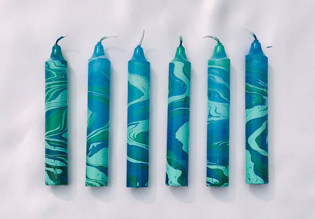 Marbled Candles, River Color Scheme , 5 Straight Candle, Household ...