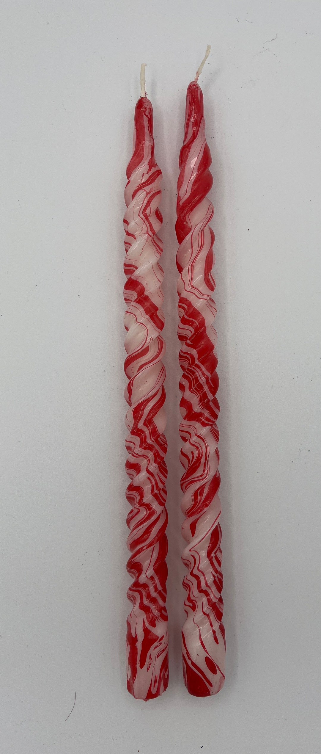 Marbled Candles, Candy Cane Color Scheme, 12 Twist Candles, Custom Made ...