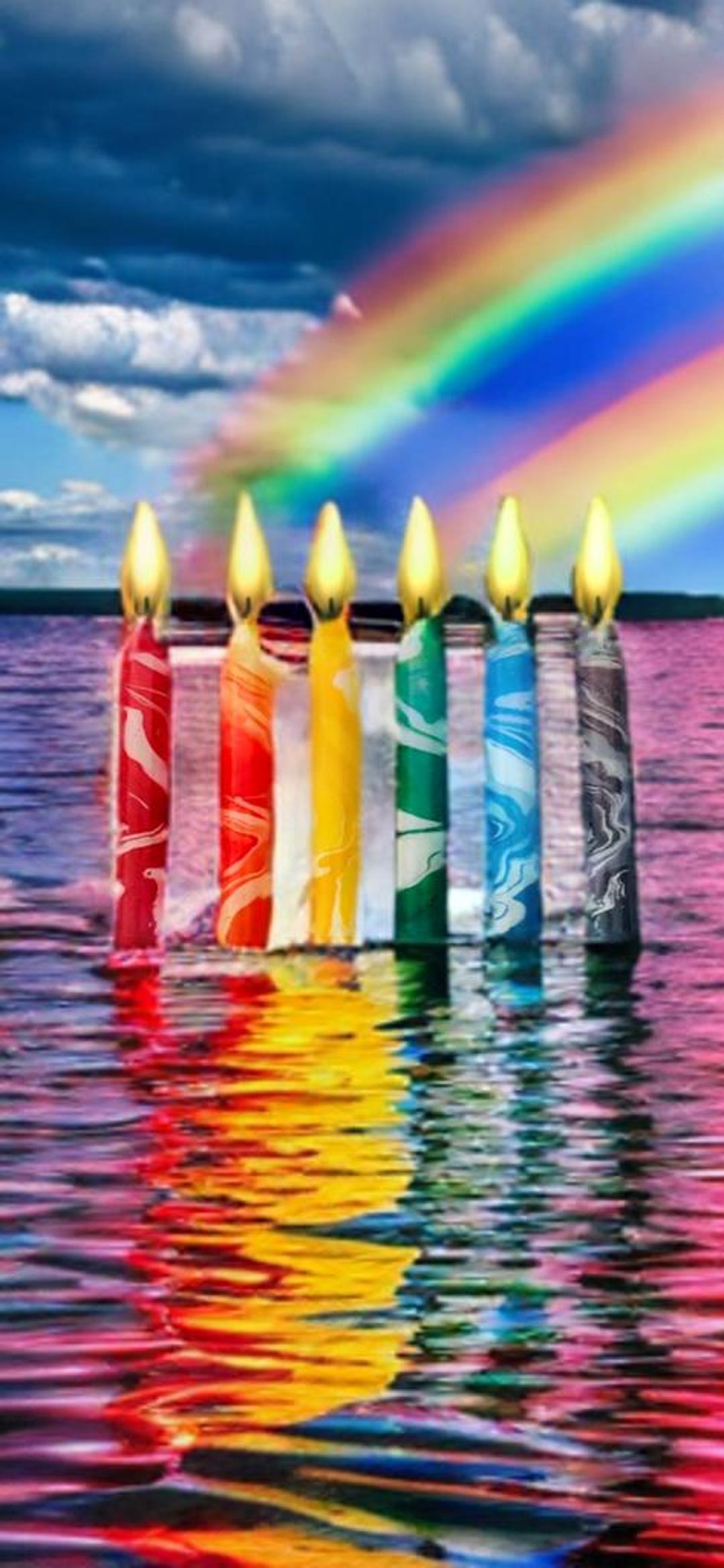 Marbled Candle Set Pride Swirl Bright Rainbow Set Hand-dyed 5 Mini ...