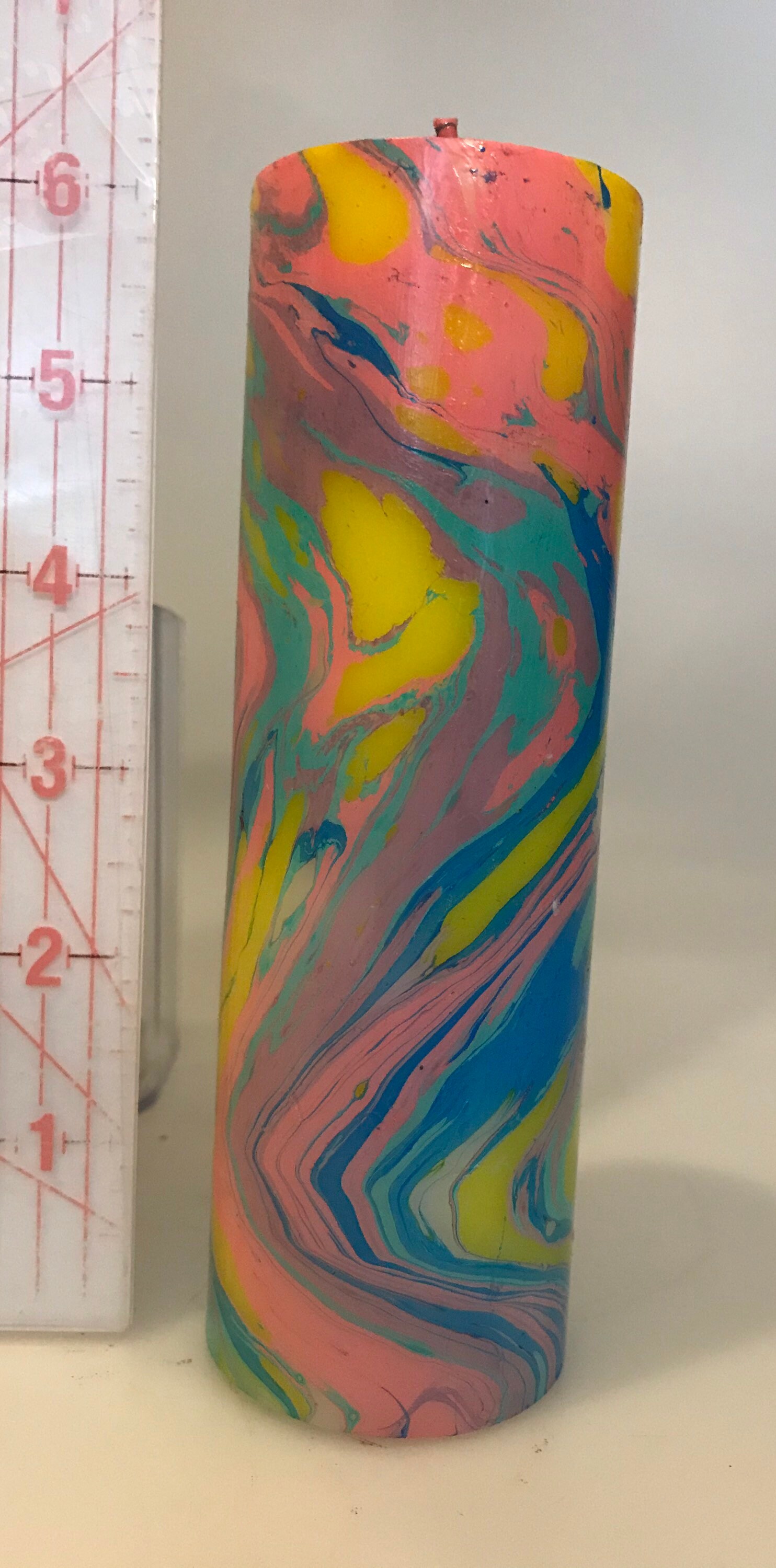 Pillar Candle Spring Color Scheme Marbled Candle Ritual - Etsy