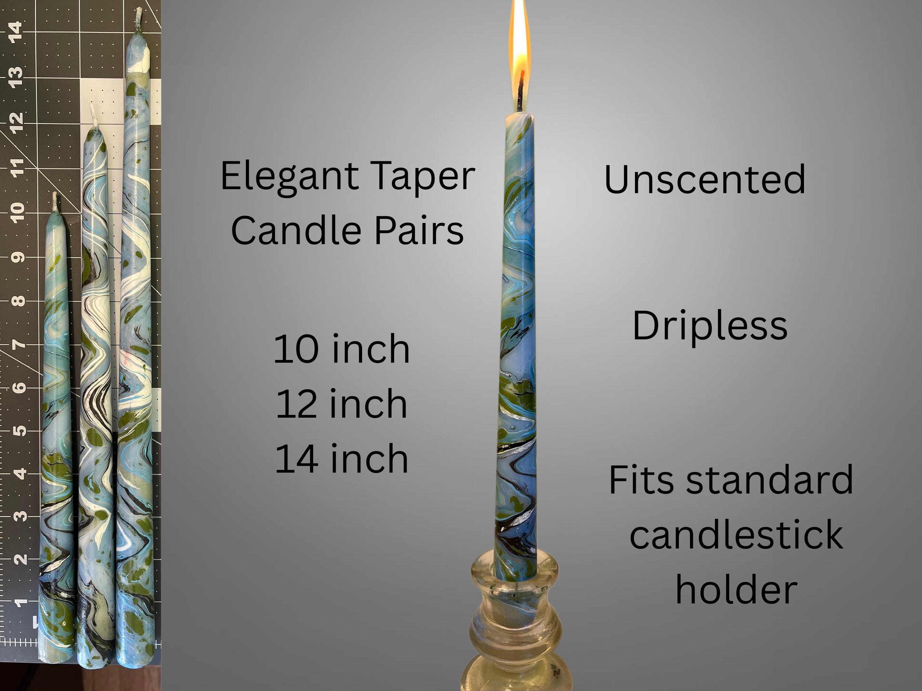 Marbled Taper Candle Ocean Swirl Nautical Wave Dip-dyed Candlestick ...