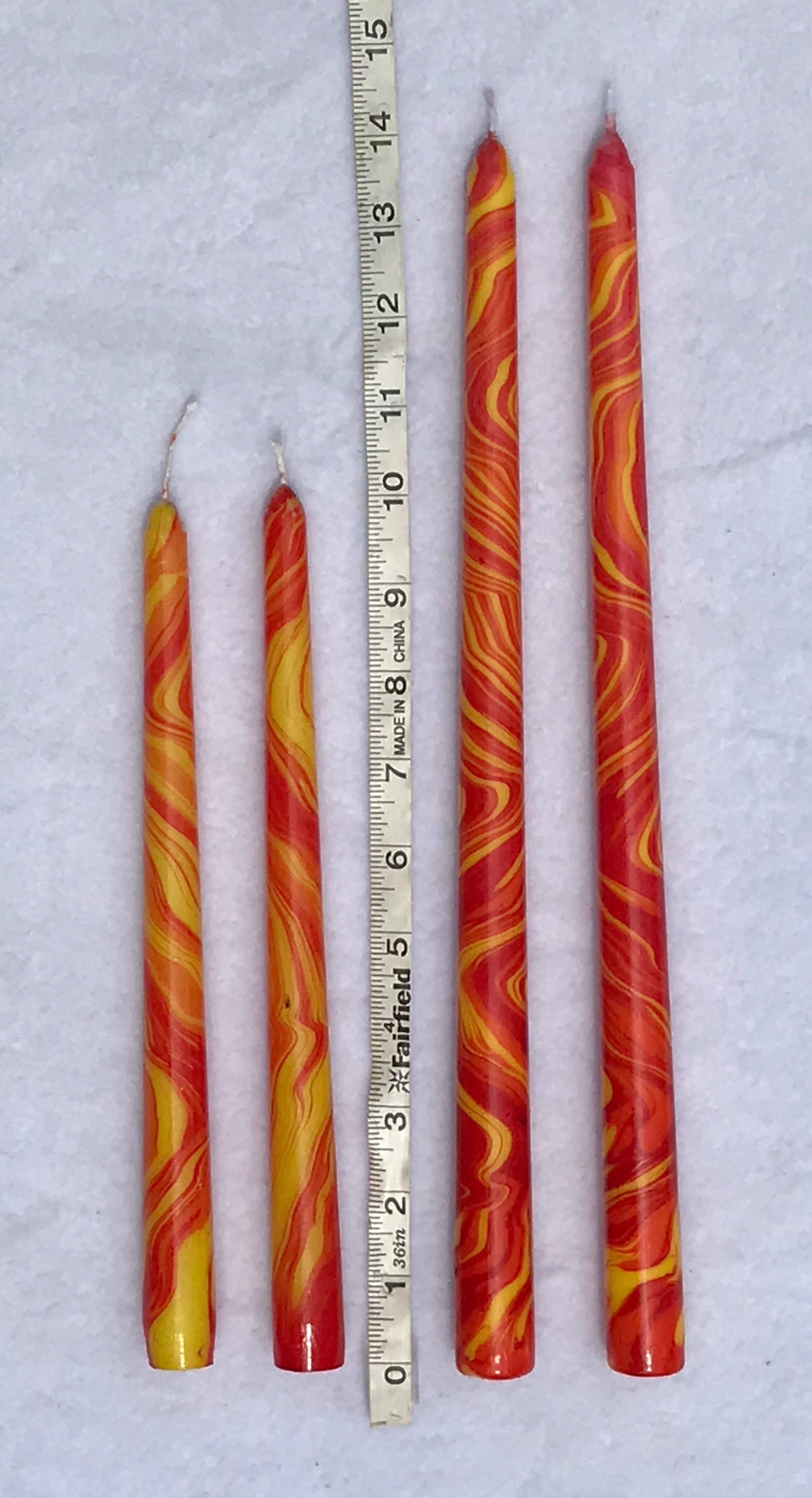 Marbled candles Sunshine color scheme 10 taper candles 14 | Etsy